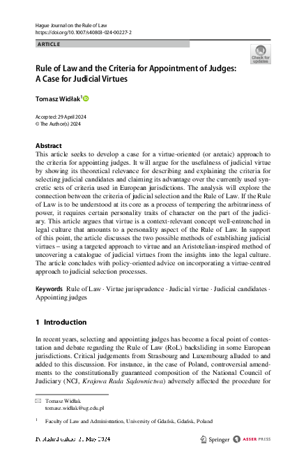(PDF) Rule of Law and the Criteria for Appointment of Judges: A Case ...