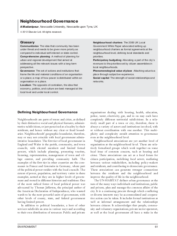 (PDF) Neighbourhood Governance
