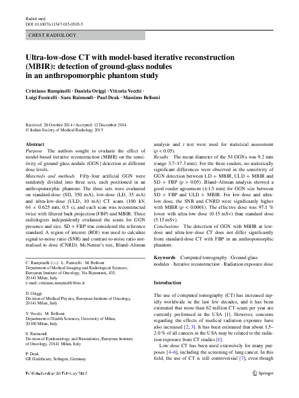 (PDF) Ultra-low-dose CT with model-based iterative reconstruction (MBIR): detection of ground ...
