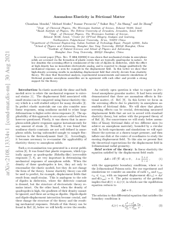 (PDF) Anomalous Elasticity in Frictional Matter