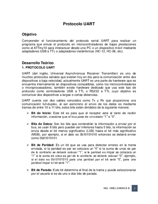 (PDF) Protocolo UART