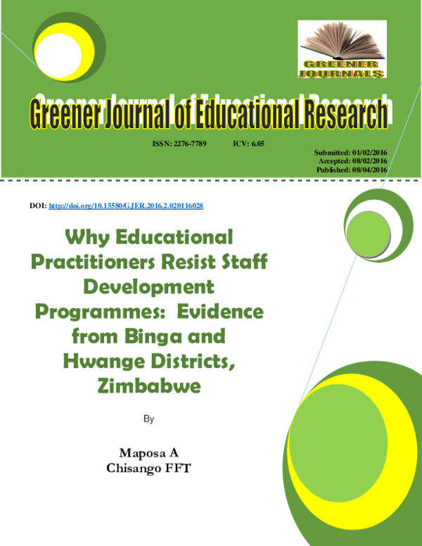 (PDF) Why Educational Practitioners Resist Staff Development Programmes ...