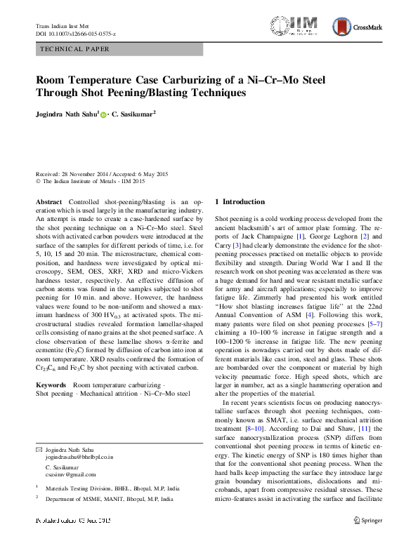 (PDF) Room Temperature Case Carburizing of a Ni–Cr–Mo Steel Through ...