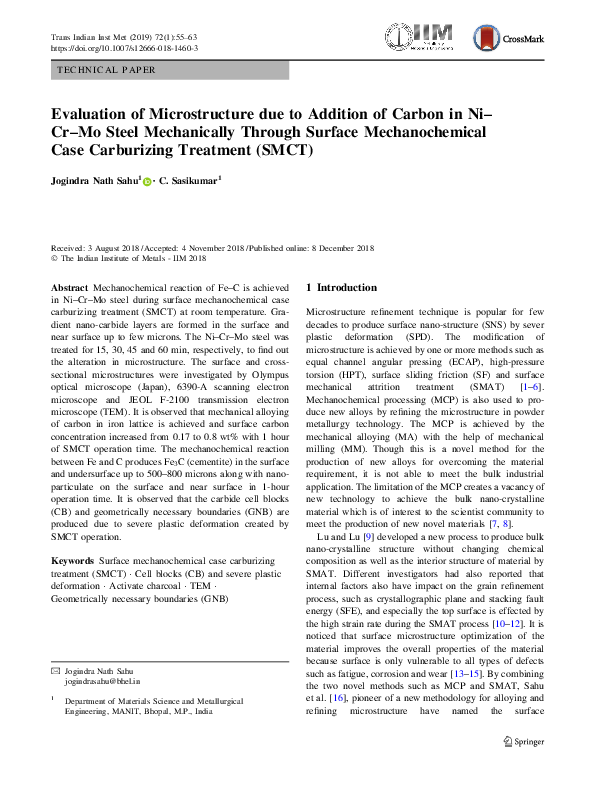 (PDF) Evaluation of Microstructure due to Addition of Carbon in Ni–Cr–Mo Steel Mechanically ...