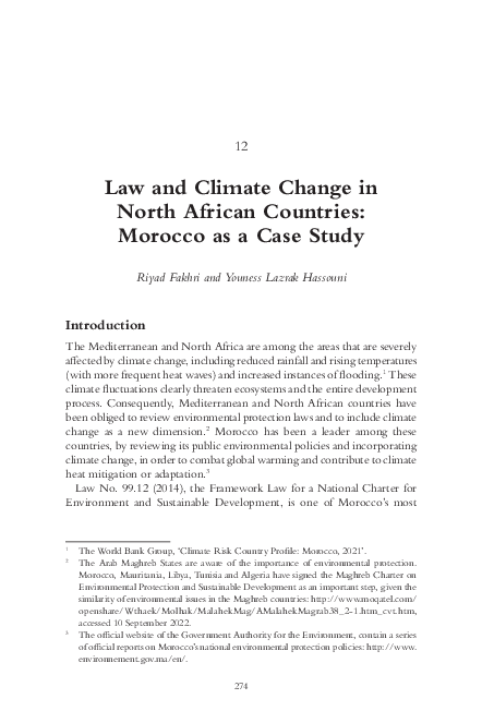 (PDF) Law and Climate Change in North African Countries: Morocco as a ...
