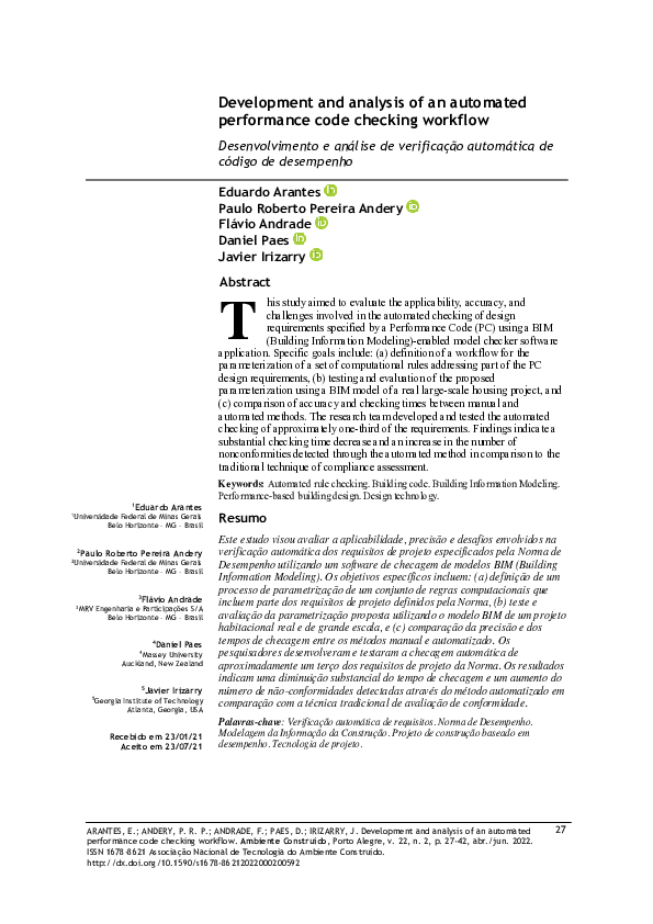 (PDF) Development and analysis of an automated performance code checking workflow
