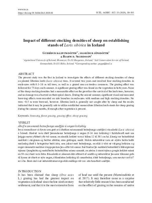 (PDF) Impact of different stocking densities of sheep on establishing ...