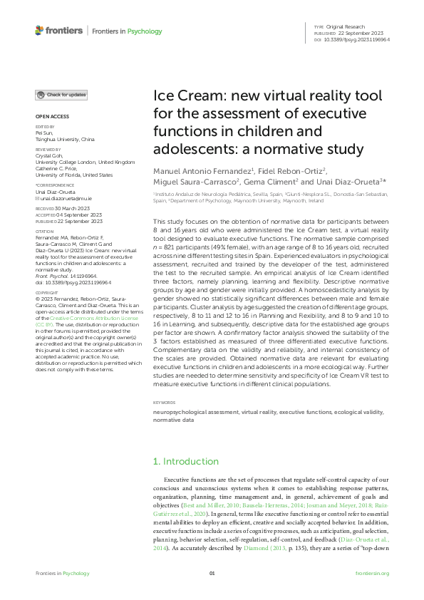 (PDF) Ice Cream: new virtual reality tool for the assessment of ...