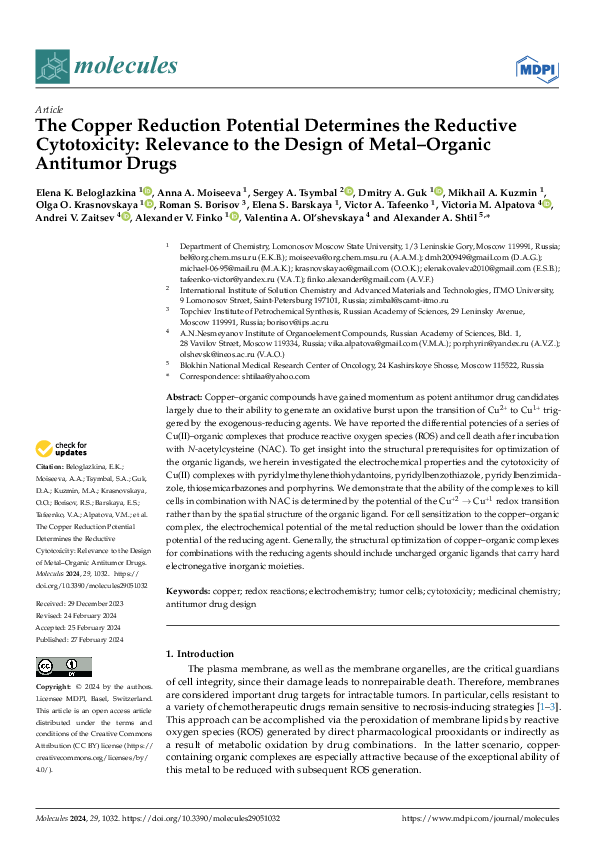 (PDF) The Copper Reduction Potential Determines the Reductive ...