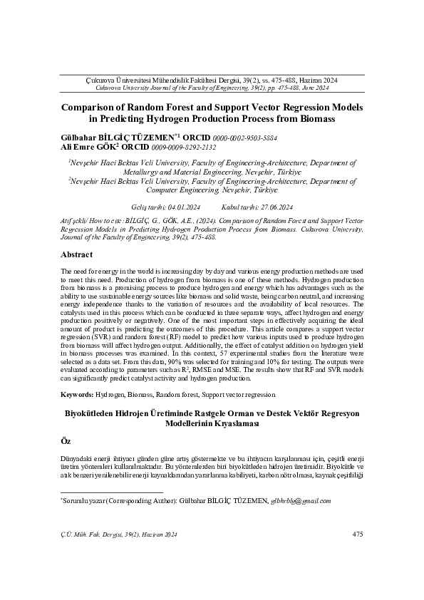 Pdf Comparison Of Random Forest And Support Vector Regression Models In Predicting Hydrogen