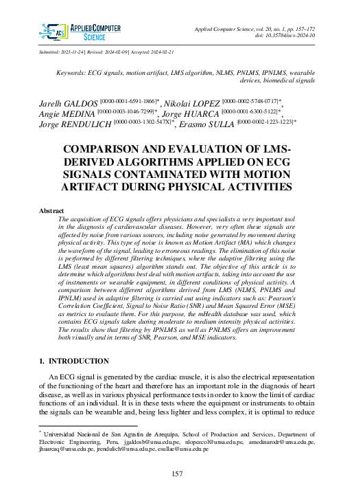 (PDF) Comparison and Evaluation of LMS-Derived Algorithms Applied on Ecg Signals Contaminated ...