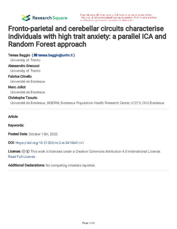 (PDF) Fronto-parietal and cerebellar circuits characterise individuals ...