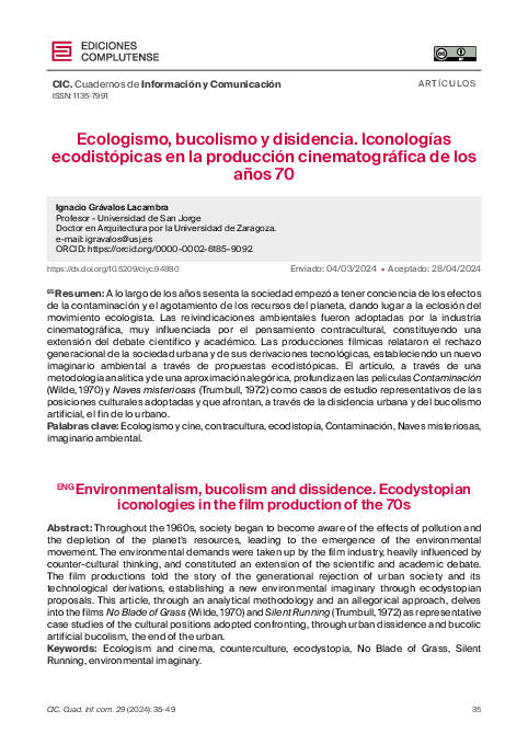 (PDF) Ecologismo, bucolismo y disidencia. Iconologías ecodistópicas en ...
