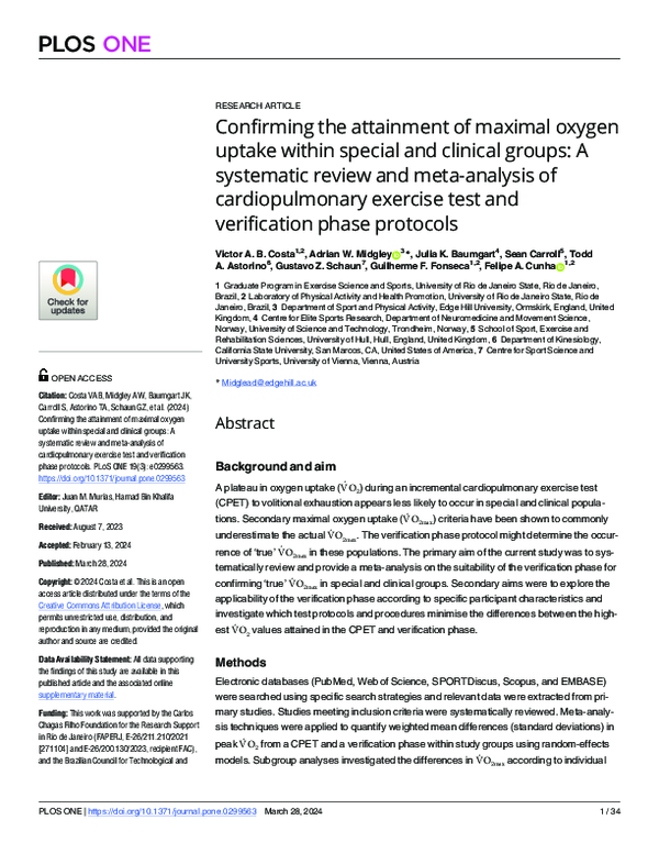 (PDF) Confirming the attainment of maximal oxygen uptake within special ...