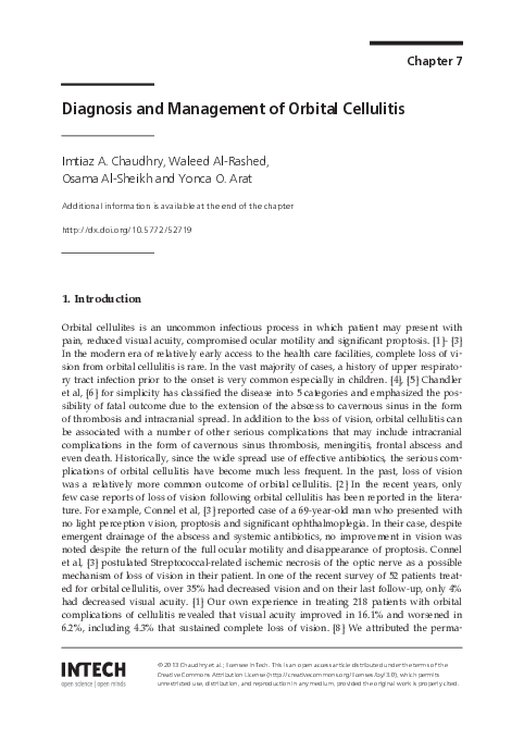 (PDF) Diagnosis and Management of Orbital Cellulitis