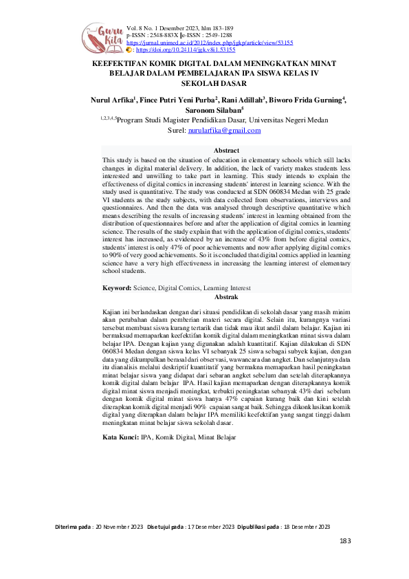 (PDF) Keefektifan Komik Digital Dalam Meningkatkan Minat Belajar Dalam Pembelajaran Ipa Siswa ...