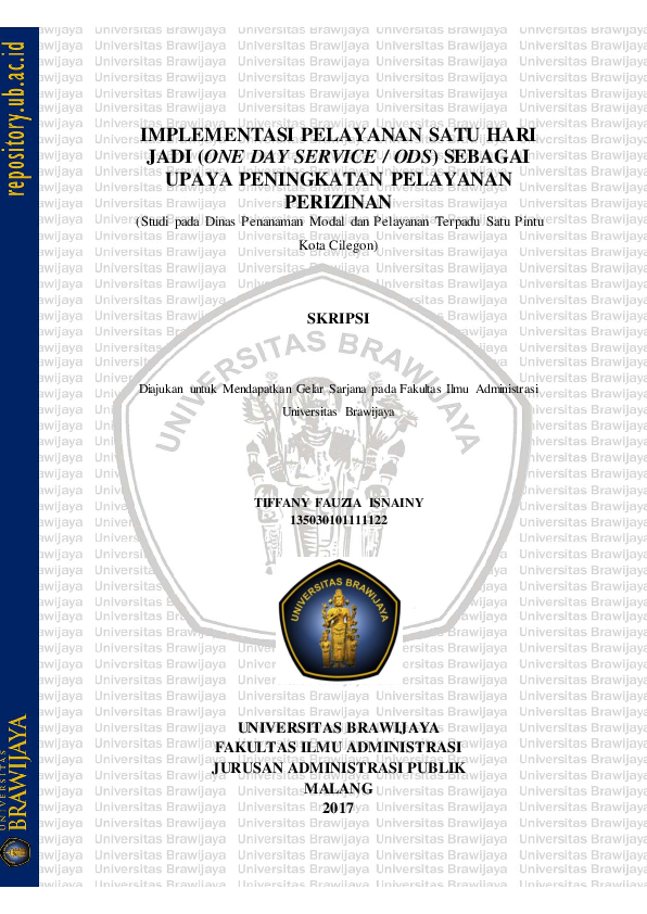 (PDF) Implementasi Pelayanan Satu Hari Jadi (One Day Service / ODS) Sebagai Upaya Peningkatan ...