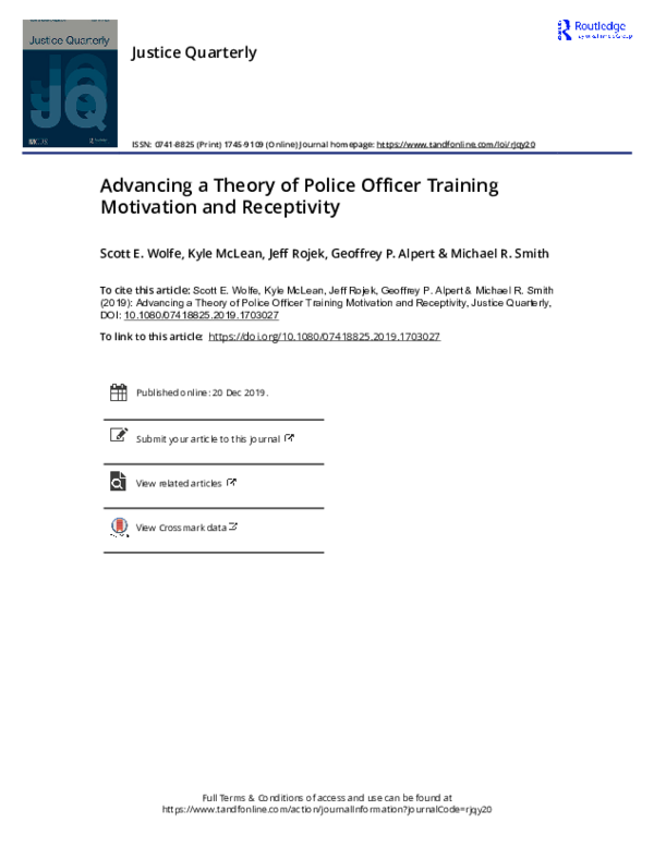 (PDF) Advancing a Theory of Police Officer Training Motivation and ...