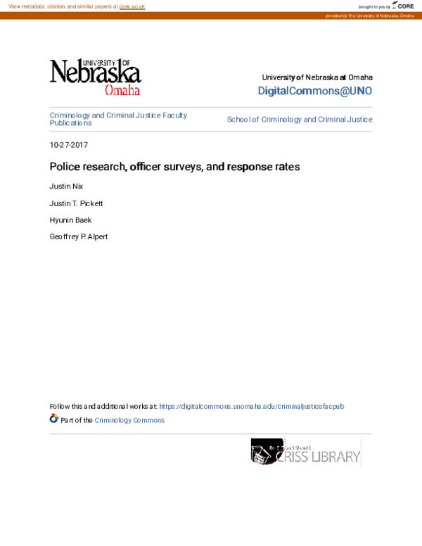 (PDF) Police research, officer surveys, and response rates