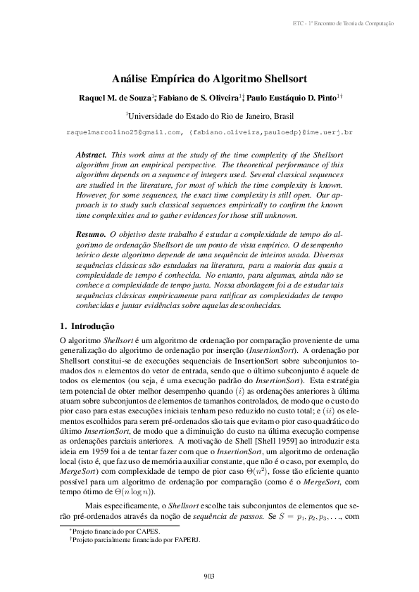 (PDF) Análise Empírica do Algoritmo Shellsort