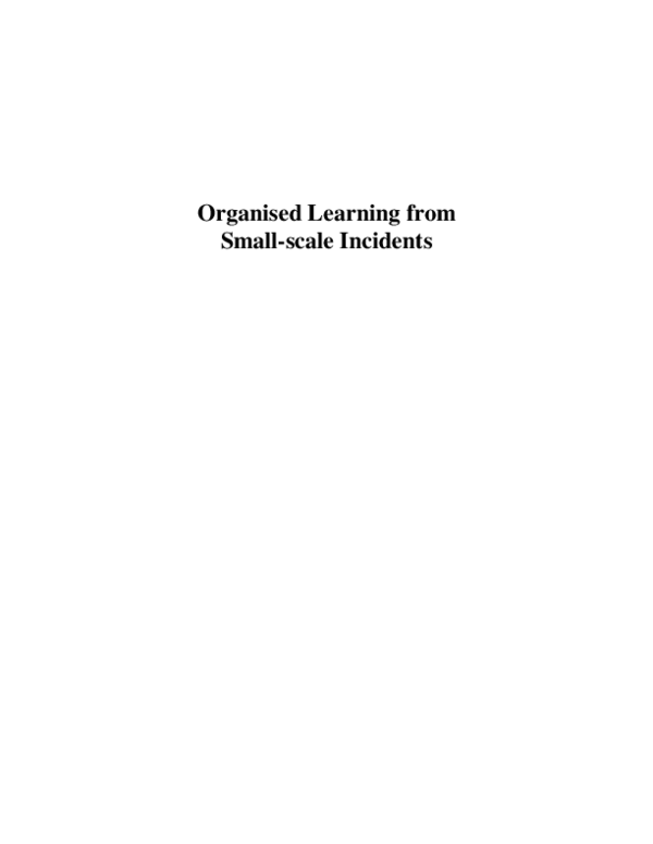 (PDF) Organised Learning from Small-Scale Incidents