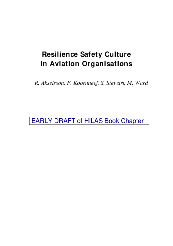 (PDF) Resilience Safety Culture in Aviation Organisations