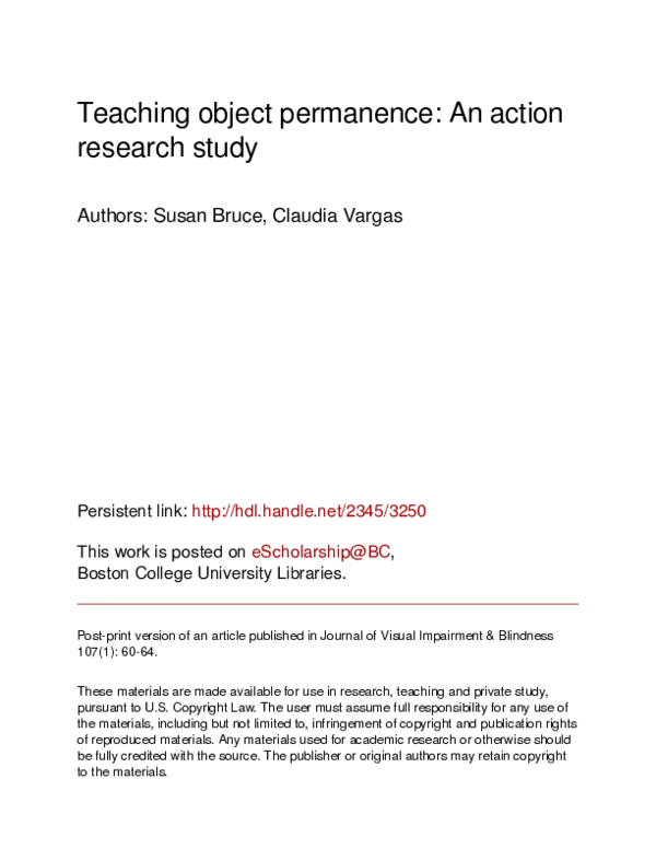 (PDF) Teaching Object Permanence: An Action Research Study