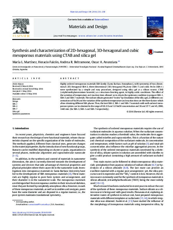 (PDF) Synthesis of 2D/3D Hexagonal and Cubic SBA Materials