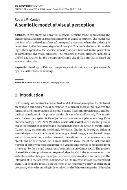 (PDF) Semiotic Model of Visual Perception and Illusions