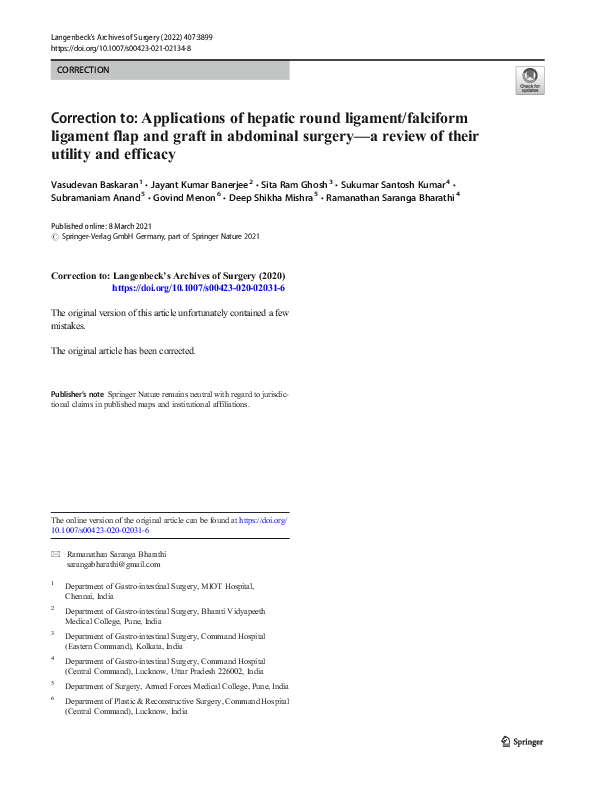 (PDF) Correction to: Applications of hepatic round ligament/falciform ...