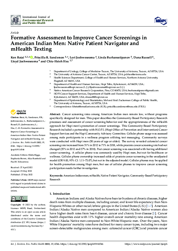 (PDF) Formative Assessment to Improve Cancer Screenings in American ...