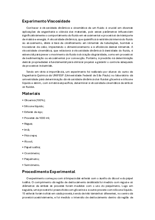 (PDF) Experimento Viscosidade - Grupo 4