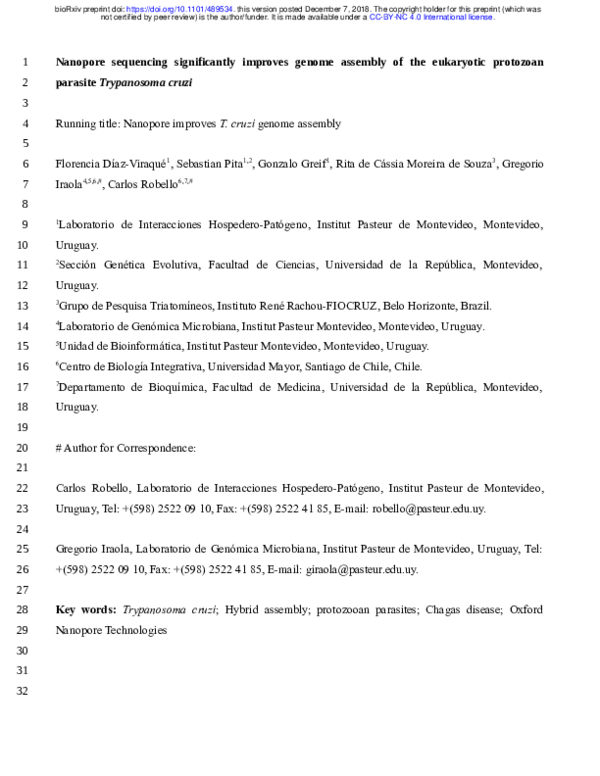 (PDF) Nanopore sequencing significantly improves genome assembly of the eukaryotic protozoan ...