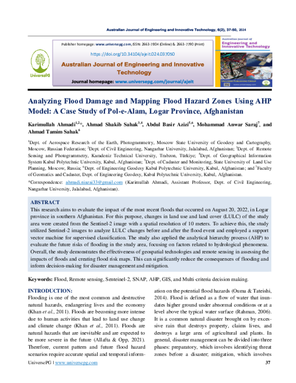 (PDF) Analyzing Flood Damage and Mapping Flood Hazard Zones Using AHP Model: A Case Study of Pol ...