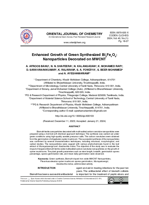 (PDF) Enhanced Growth of Green Synthesized Bi2Fe4O9: Nanoparticles ...