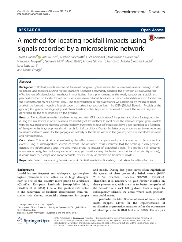 (PDF) A method for locating rockfall impacts using signals recorded by a microseismic network