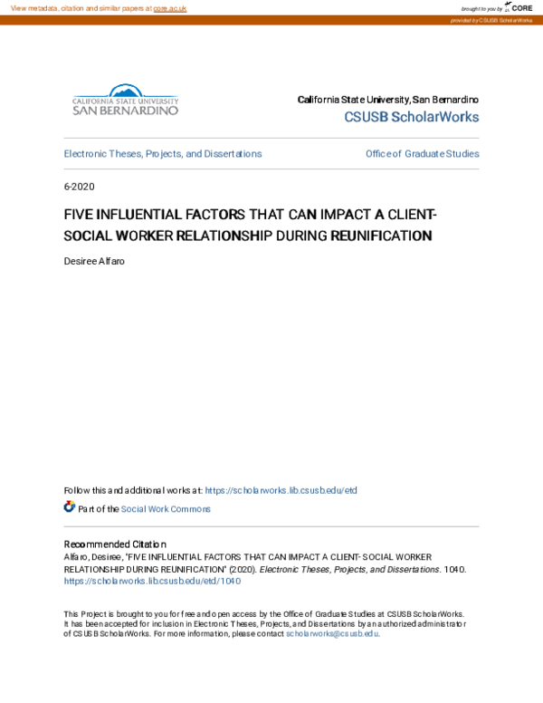 (PDF) Five Influential Factors That Can Impact a Client- Social Worker ...