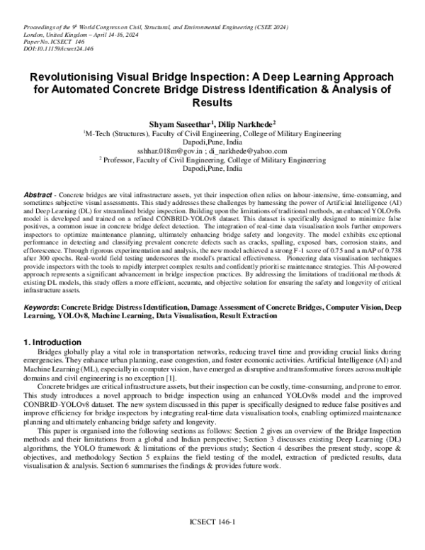 (PDF) Revolutionising Visual Bridge Inspection: A Deep Learning Approach for Automated Concrete ...