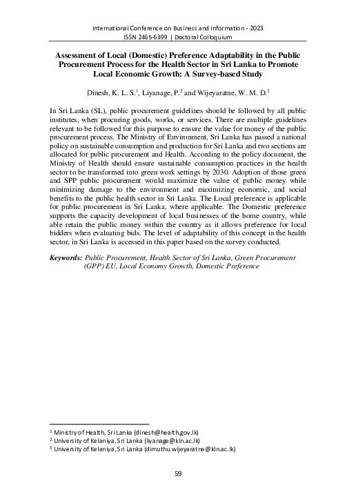 (PDF) Assessment of Local (Domestic) Preference Adaptability in the ...