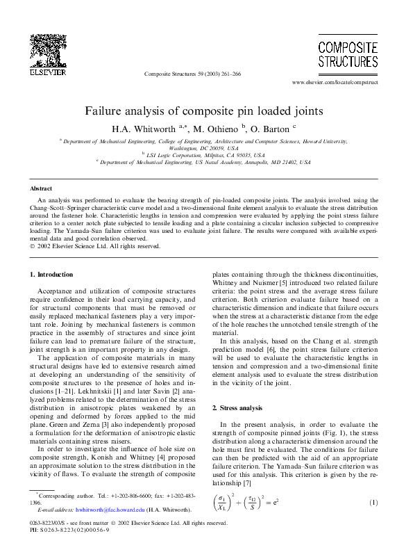 (PDF) Failure analysis of composite pin loaded joints