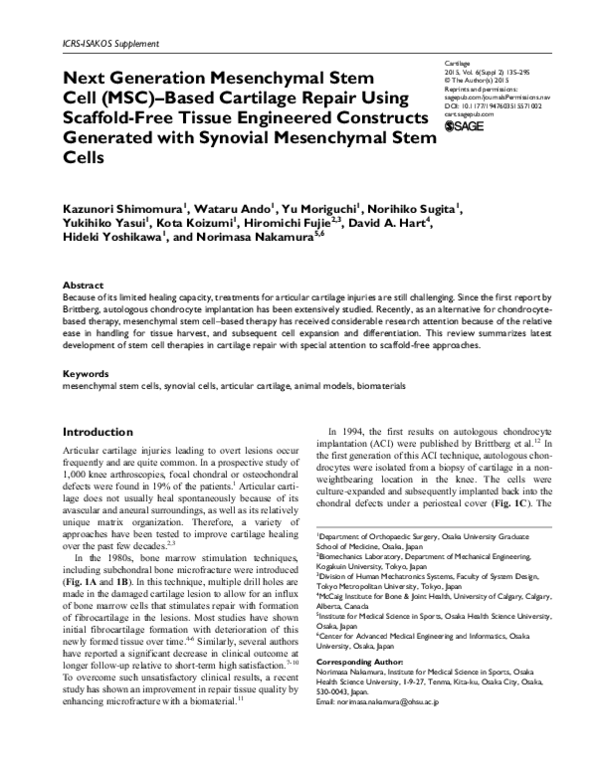 (PDF) Next Generation Mesenchymal Stem Cell (MSC)-Based Cartilage Repair Using Scaffold-Free ...