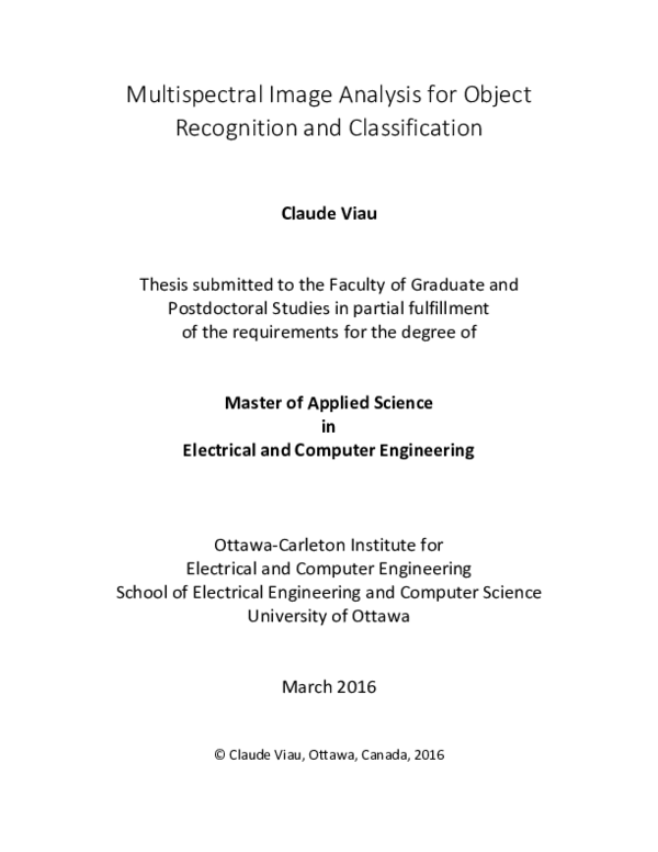 (PDF) Multispectral image analysis for object recognition and classification