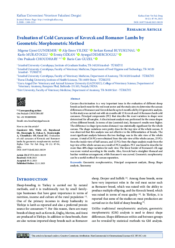 (PDF) Evaluation of Cold Carcasses of Kıvırcık and Romanov Lambs by ...
