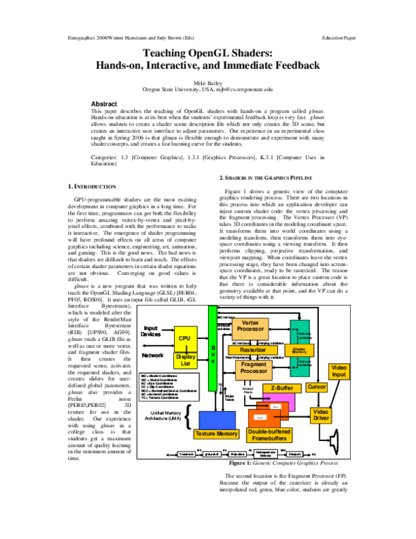 (PDF) Teaching OpenGL shaders: Hands-on, interactive, and immediate feedback