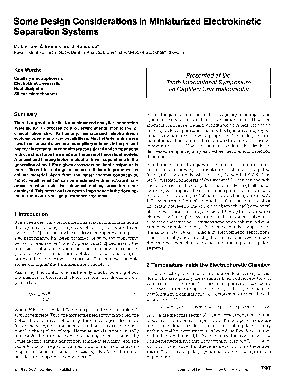 (PDF) Some design considerations in miniaturized electrokinetic separation systems | Johan ...