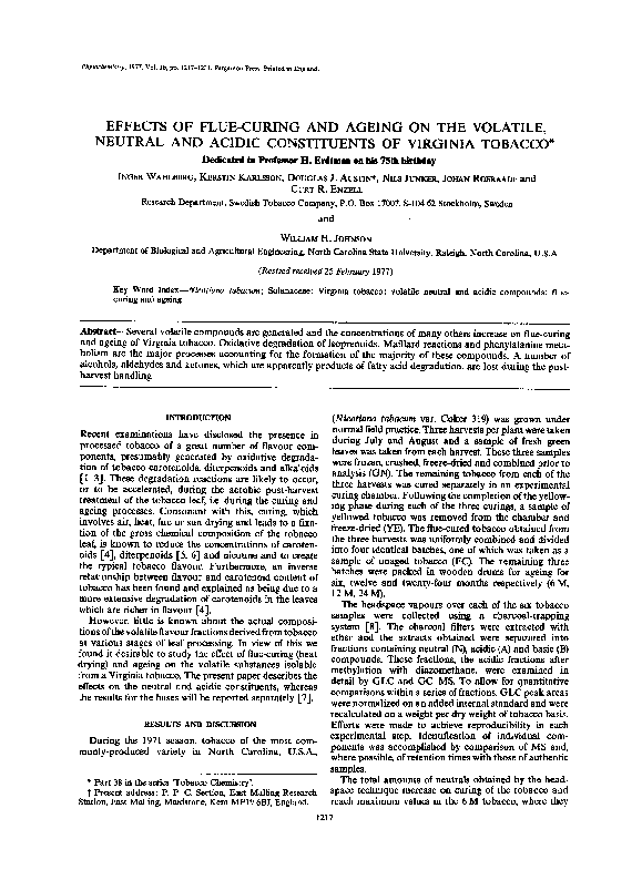 (PDF) Effects of flue-curing and ageing on the volatile, neutral and ...