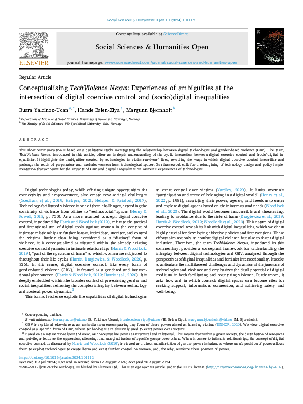 (PDF) Conceptualising TechViolence Nexus: Experiences of ambiguities at ...