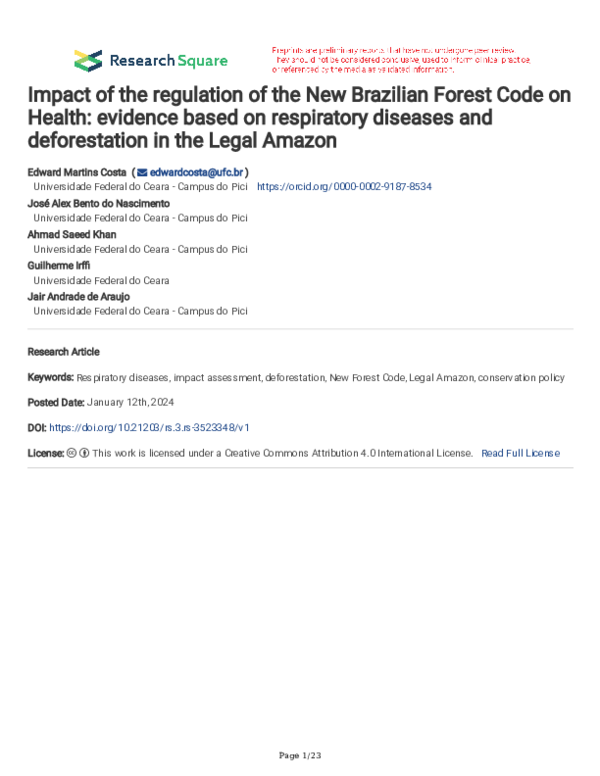 (PDF) Impact of the regulation of the New Brazilian Forest Code on ...