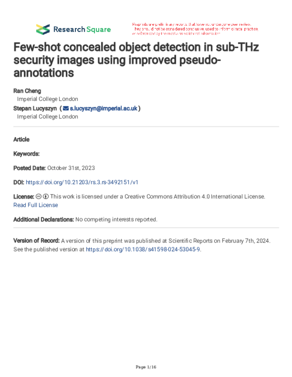 (PDF) Few-shot concealed object detection in sub-THz security images ...