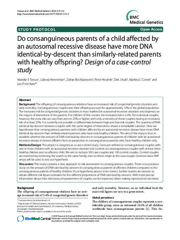 (PDF) Do consanguineous parents of a child affected by an autosomal ...